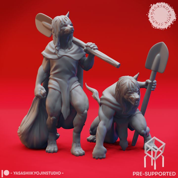 3D Printable The Belviews - Mongrelfolk - Tabletop Miniatures (Pre-Supported) by YKS Miniatures