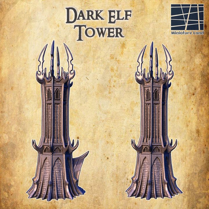 3D Printable Dark Elf Tower - Tabletop Terrain - 28 MM by MiniatureLand