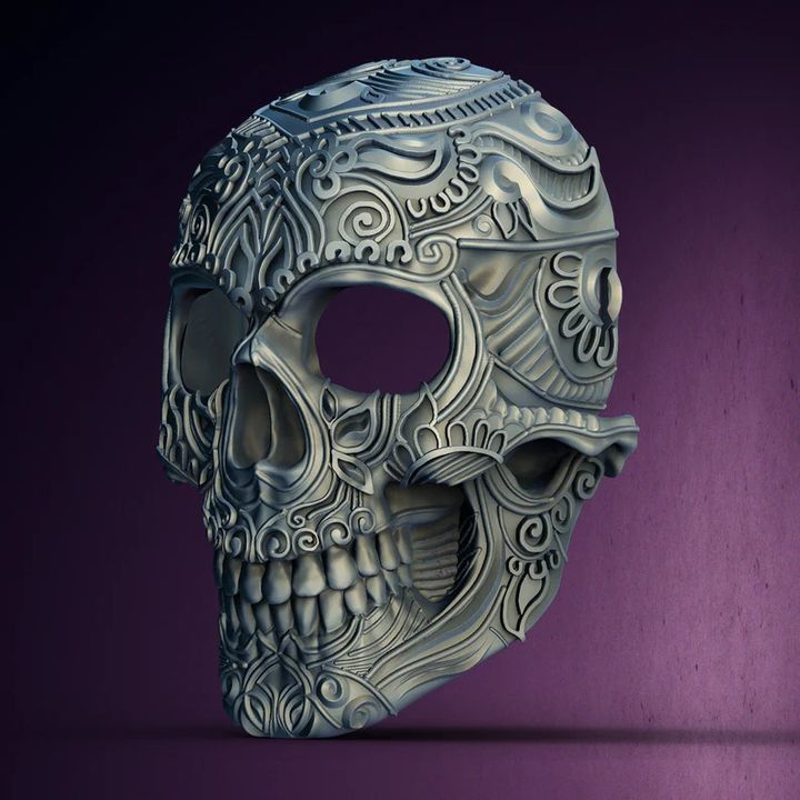 3D Printable Mexican Calavera (Sugar Skull) Spooky Mask - STL Format 3D ...