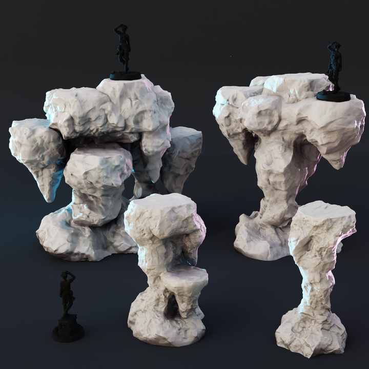 3D Printable Multi-Level Rocky Column Set for High-Stakes Tabletop RPG ...