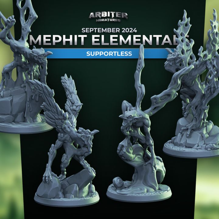 3D Printable Arbiter Miniatures September 2024 Mephit Elementals ...