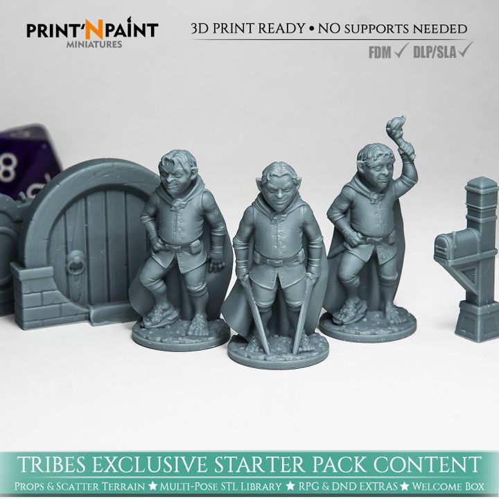 3D Printable 3 Halfling Explorers by Leonardo Escovar
