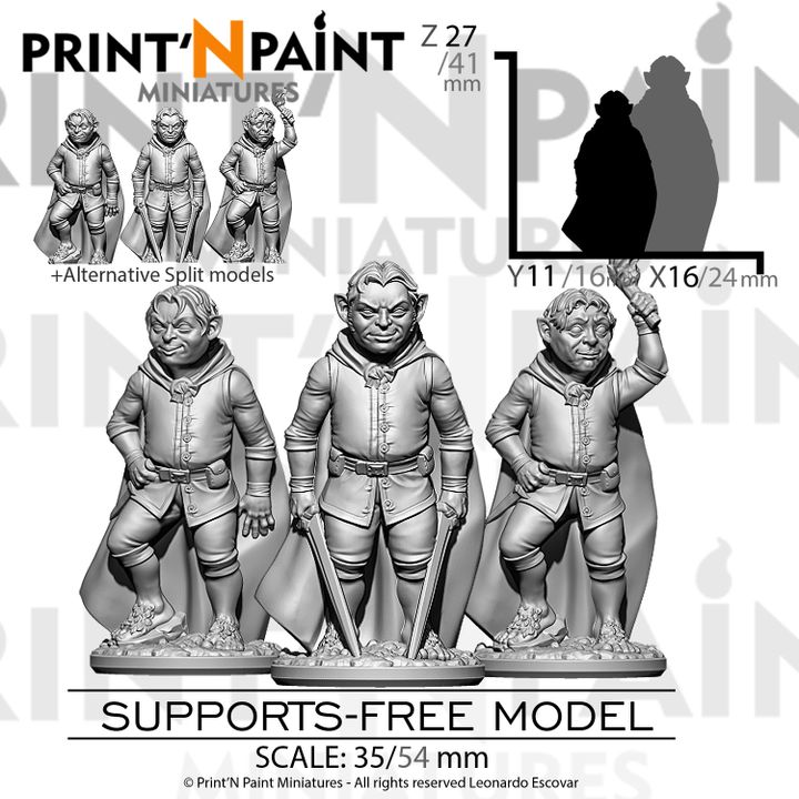 3D Printable 3 Halfling Explorers by Leonardo Escovar