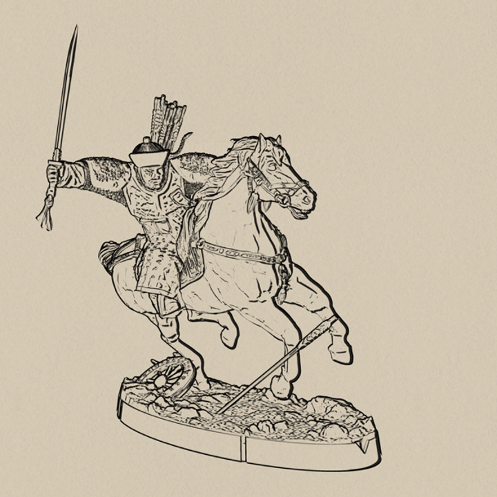 3D Printable Finch and Dragon - Ajige-Nikan, Cammander of the cavalry ...