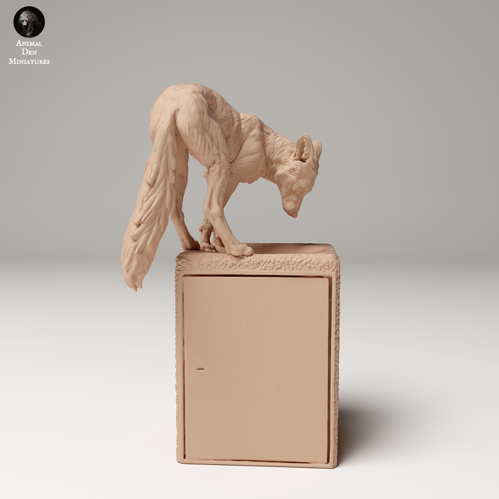 3D Printable Red Fox on Trash by Animal Den Miniatures