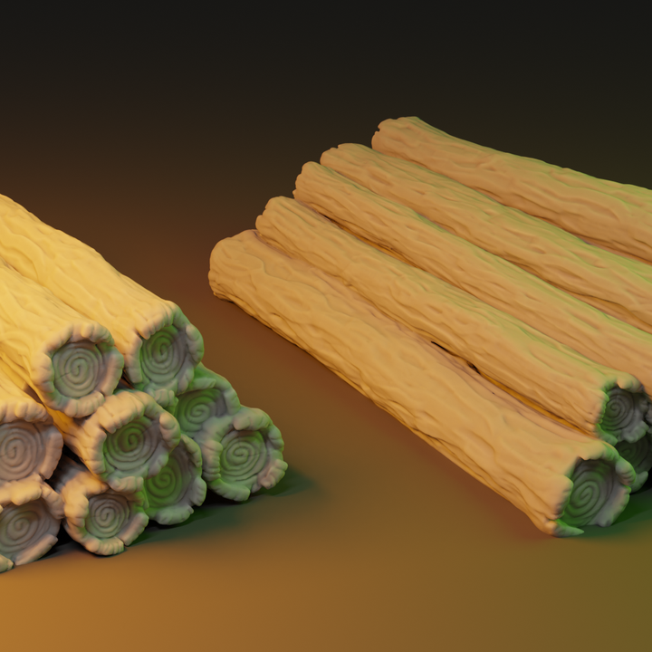 3D Printable Sawmill Log piles by Modern-Miniatures.eu