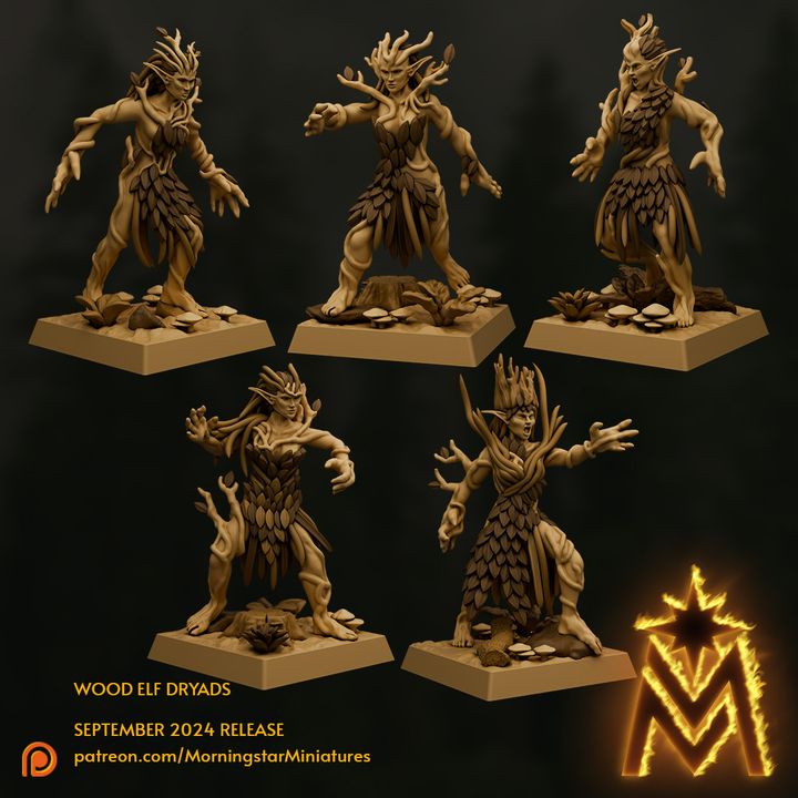 3D Printable Wood Elf Dryads | 32mm Scale Presupported Miniatures by ...