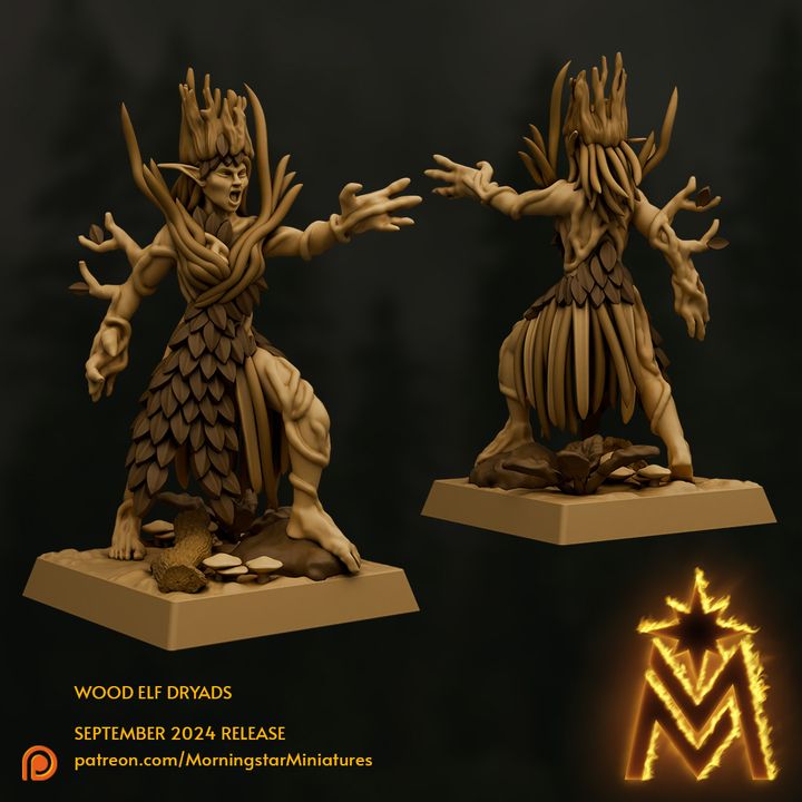 3D Printable Wood Elf Dryads | 32mm Scale Presupported Miniatures by ...