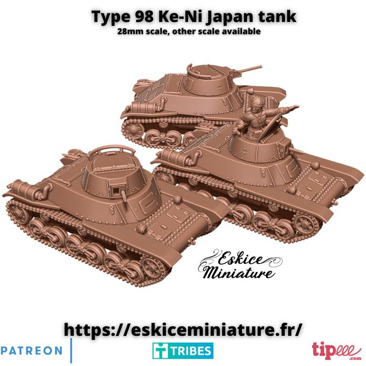 3D Printable Type 98 Ke-Ni Japan tank - 28mm by Eskice Miniature - Aron