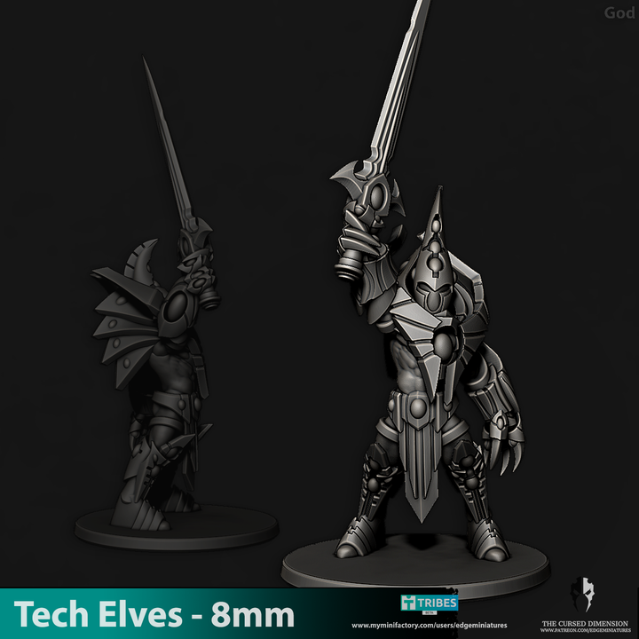3D Printable God - Tech Elves - 8mm by Edge Miniatures