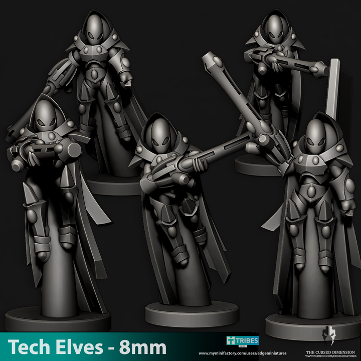3D Printable Phantom Warriors - Tech Elves - 8mm by Edge Miniatures