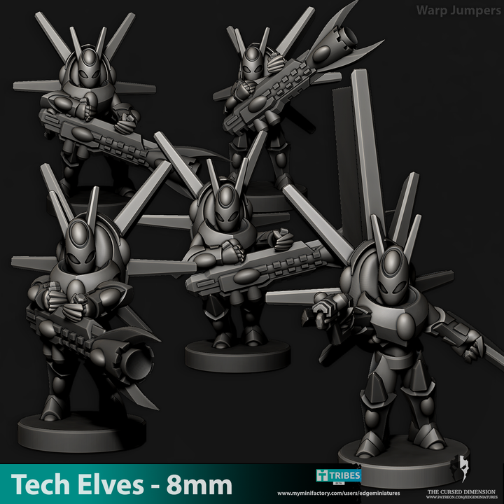 3D Printable Warp Jumpers - Tech Elves - 8mm by Edge Miniatures