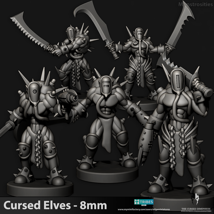 3D Printable Monstrosities - Cursed elves - 8mm by Edge Miniatures