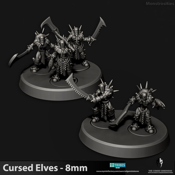3D Printable Monstrosities - Cursed elves - 8mm by Edge Miniatures