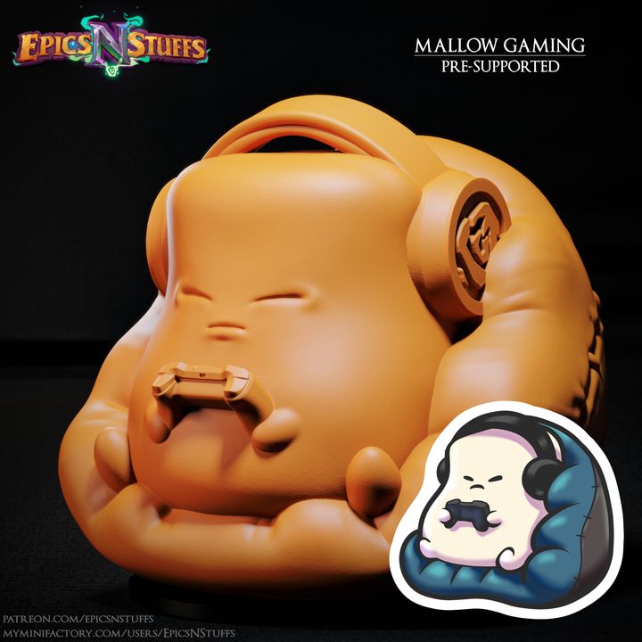 3D Printable Mallow Gamer Chill Miniature, Pre-Supported by Epics N Stuffs
