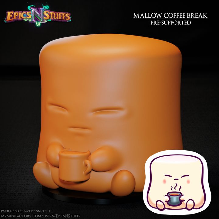 3D Printable Mallow Coffee Break Miniature, Pre-Supported by Epics N Stuffs