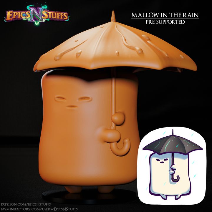3D Printable Mallow in the Rain Miniature, Pre-Supported by Epics N Stuffs