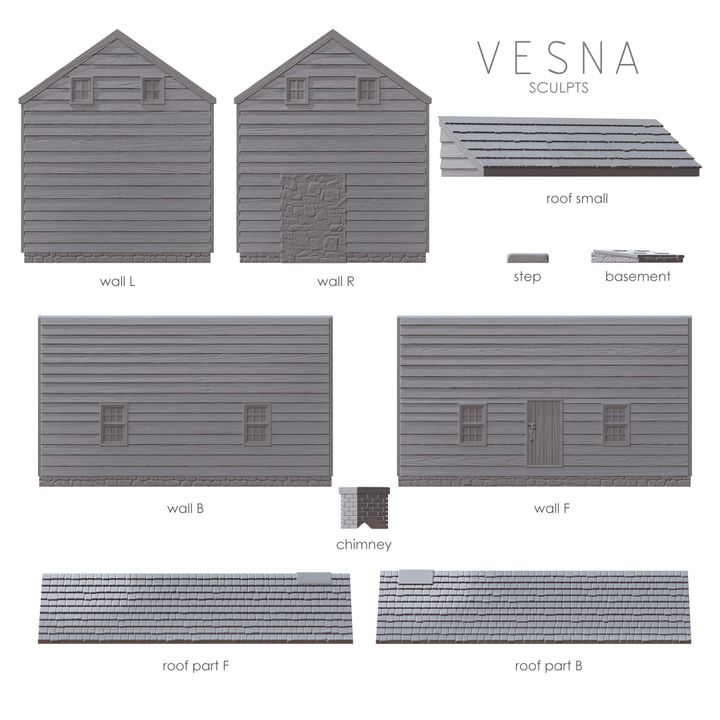 3D Printable 19TH CENTURY NORTH AMERICAN FARMHOUSE by VESNA SCULPTS