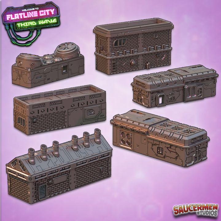 3D Printable Flatline City: Third Wave - Side-to-Side Buildings by ...