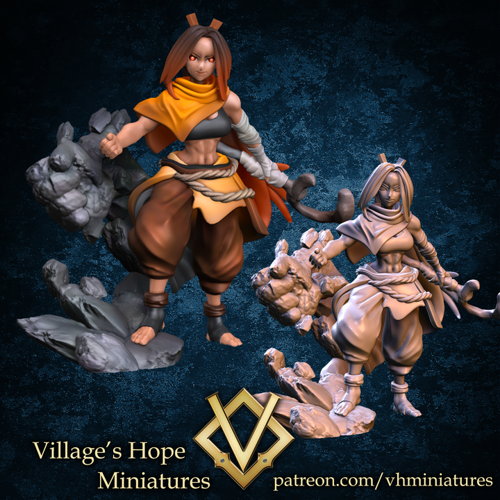 3D Printable Witch of Unyielding Stone by Village's Hope Miniatures