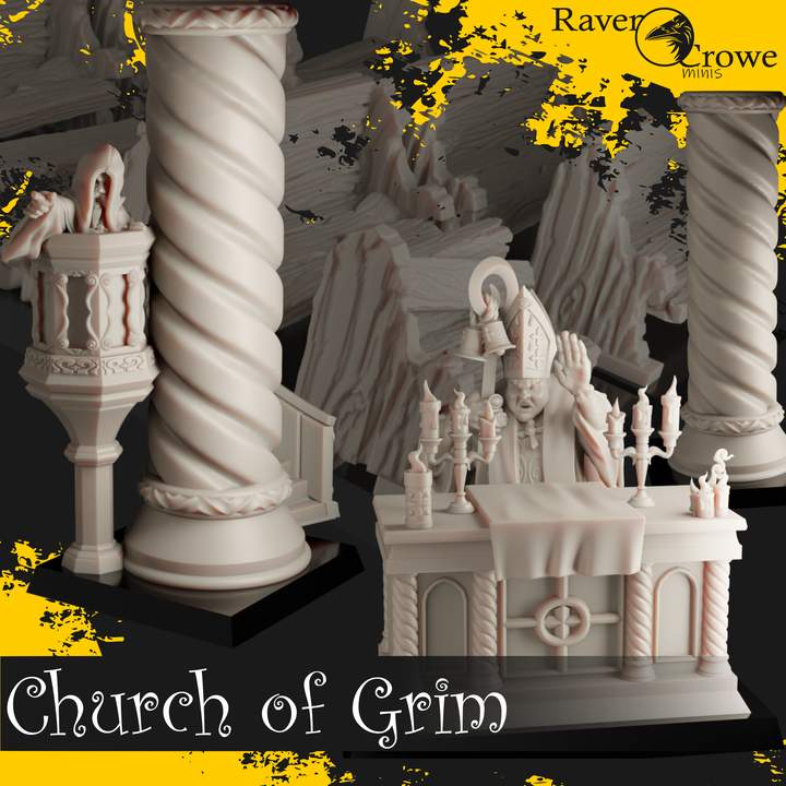 3D Printable Church Environment | The Grim Monastery by RavenCrowe Minis
