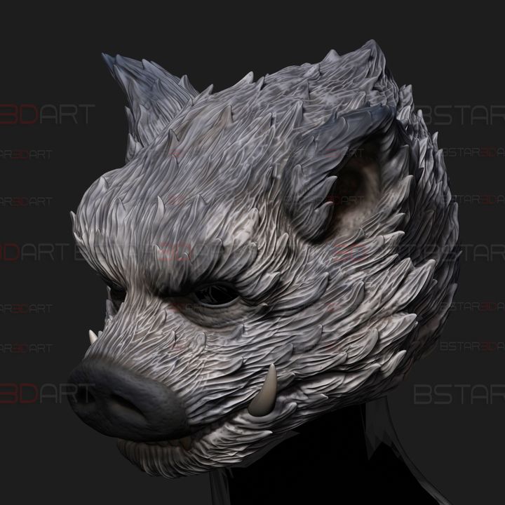 3D Printable Devil Boar Mask - Hallowen Devil cosplay - Zhu Bajie Head ...