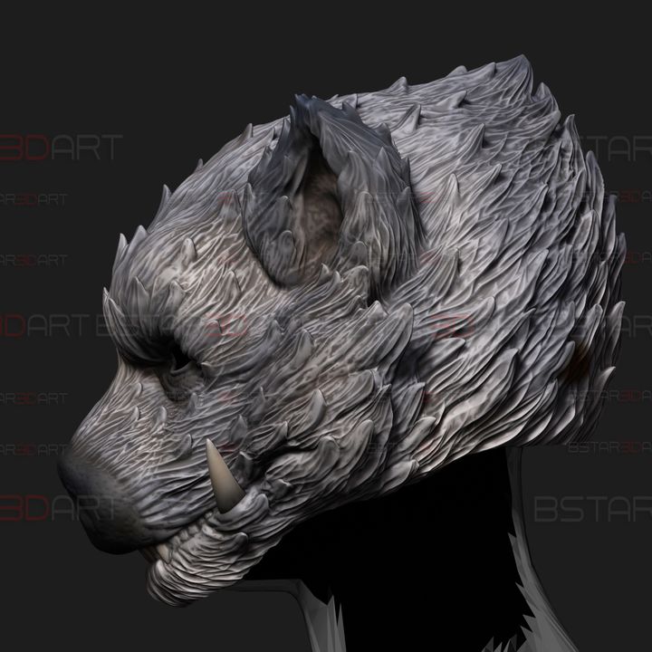 3D Printable Devil Boar Mask - Hallowen Devil cosplay - Zhu Bajie Head ...