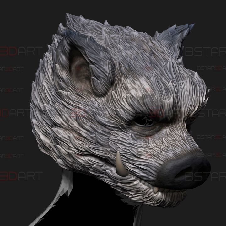 3D Printable Devil Boar Mask - Hallowen Devil cosplay - Zhu Bajie Head ...