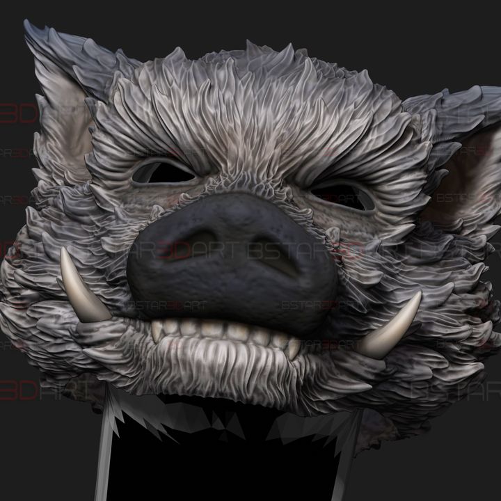 3D Printable Devil Boar Mask - Hallowen Devil cosplay - Zhu Bajie Head ...