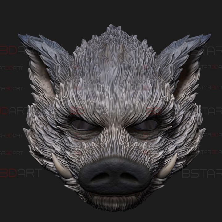 3D Printable Devil Boar Mask - Hallowen Devil cosplay - Zhu Bajie Head ...