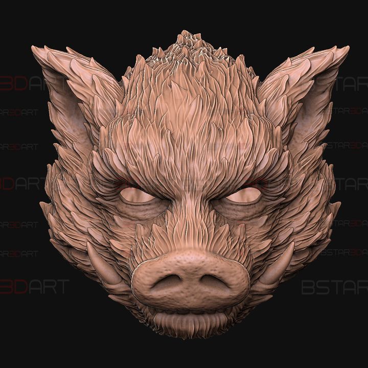 3D Printable Devil Boar Mask - Hallowen Devil cosplay - Zhu Bajie Head ...
