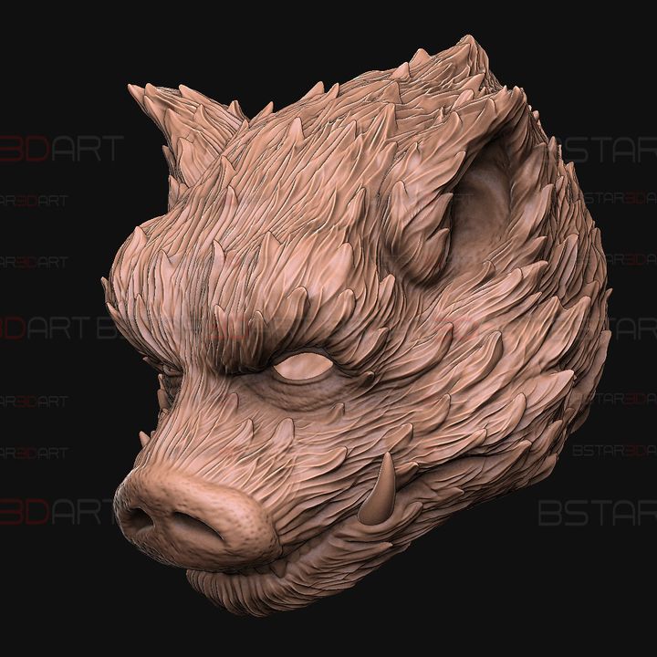 3D Printable Devil Boar Mask - Hallowen Devil cosplay - Zhu Bajie Head ...