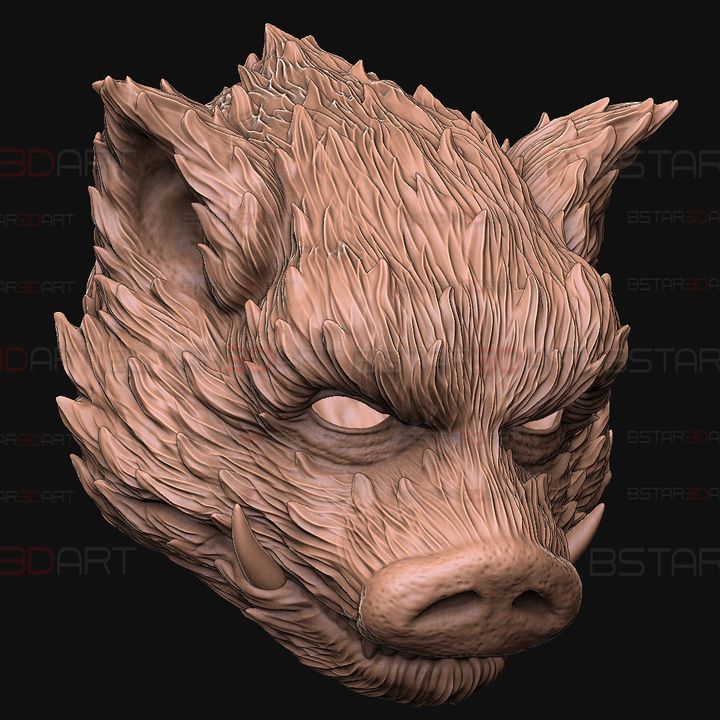 3D Printable Devil Boar Mask - Hallowen Devil cosplay - Zhu Bajie Head ...
