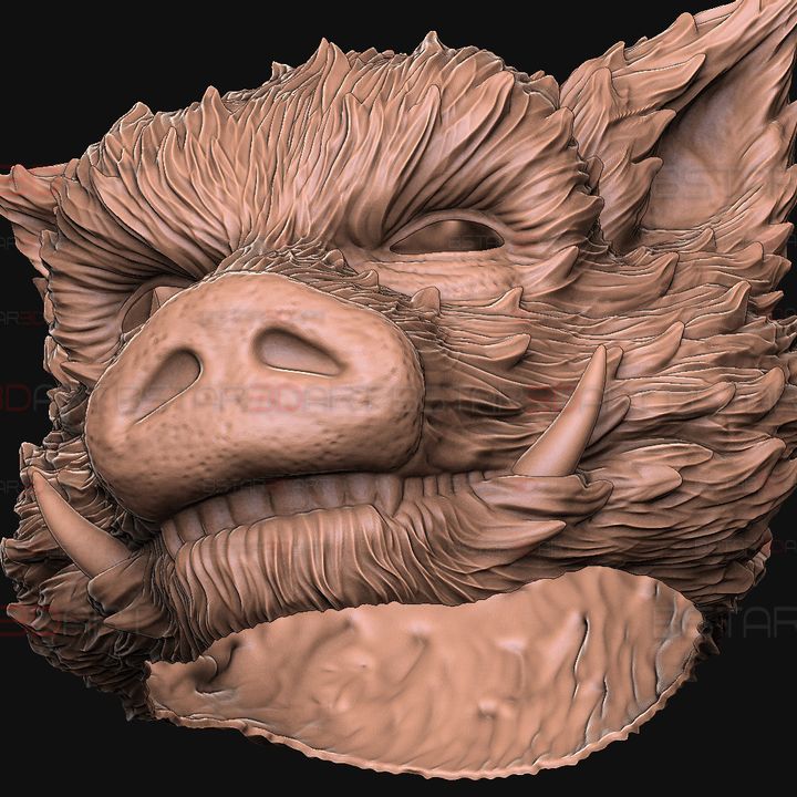 3D Printable Devil Boar Mask - Hallowen Devil cosplay - Zhu Bajie Head ...