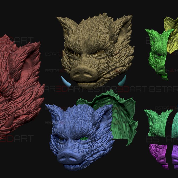 3D Printable Devil Boar Mask - Hallowen Devil cosplay - Zhu Bajie Head ...