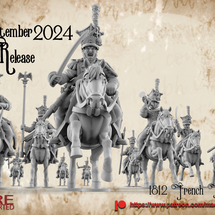 3D Printable 1812 French Polish Lancers by BattleCat Miniatures