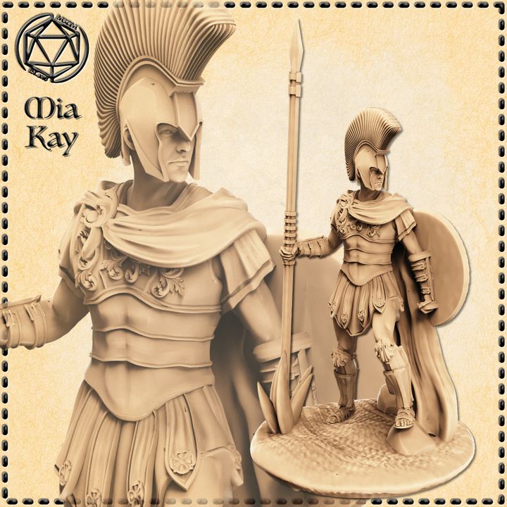 3D Printable Greek Hoplite Commander by M3DM