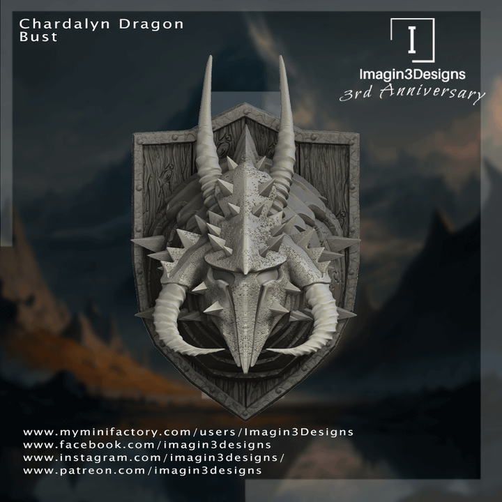 3D Printable Chardalyn Dragon Bust by Imagin3Designs