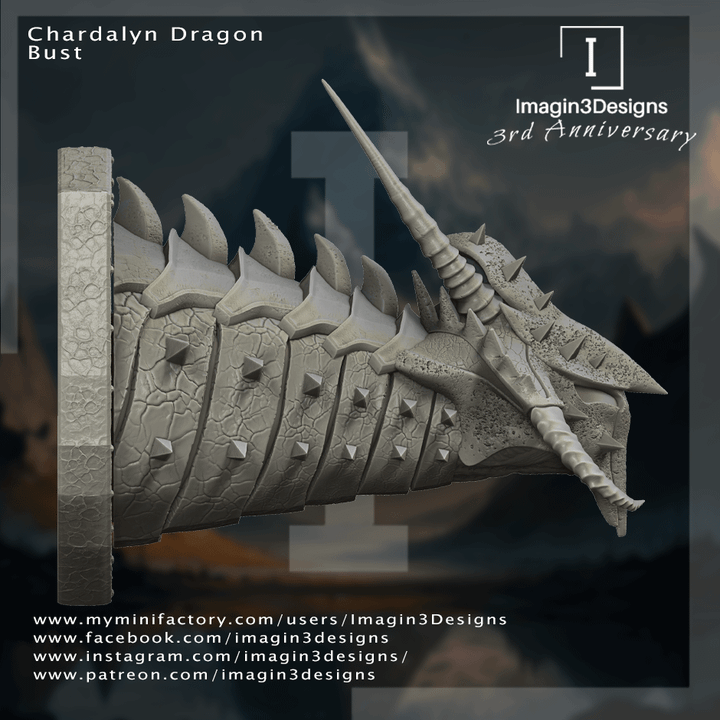 3D Printable Chardalyn Dragon Bust by Imagin3Designs