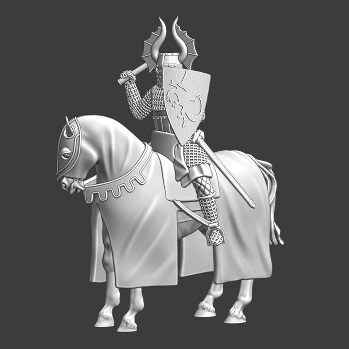 3D Printable Medieval dragon knight - mounted with flail by Northern ...