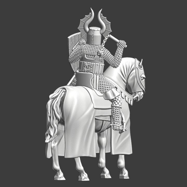 3D Printable Medieval dragon knight - mounted with flail by Northern ...