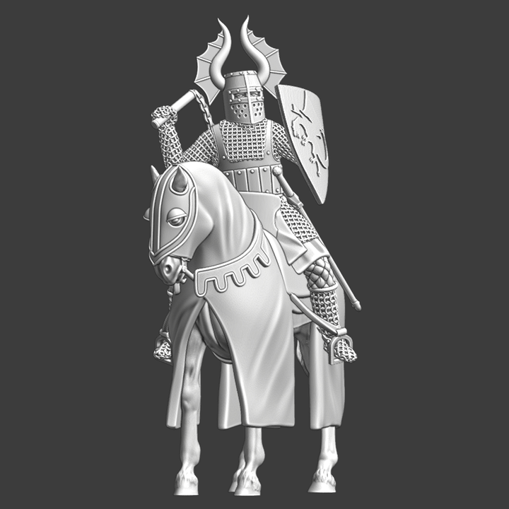 3D Printable Medieval dragon knight - mounted with flail by Northern ...