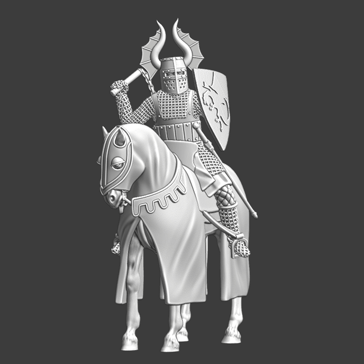 3D Printable Medieval dragon knight - mounted with flail by Northern ...