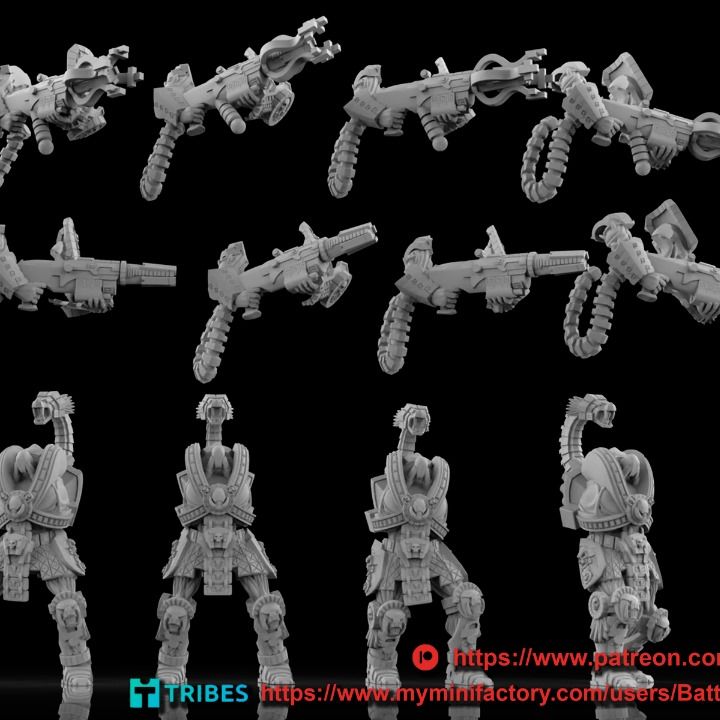 3D Printable Necrobotic Holkan elite warriors by BattleCat Miniatures SIFI