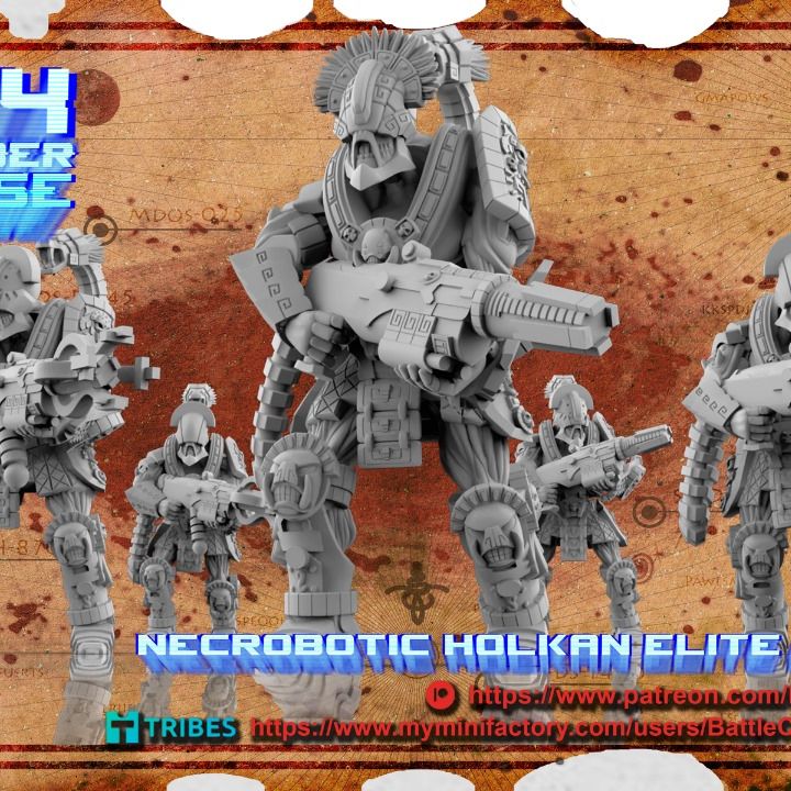 3D Printable Necrobotic Holkan elite warriors by BattleCat Miniatures SIFI