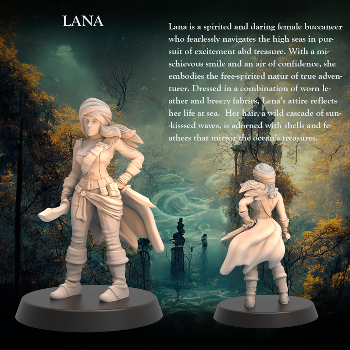 3D Printable Lana - Tabletop Heroes V1 32mm - Heroic scale by Ravi Sampath