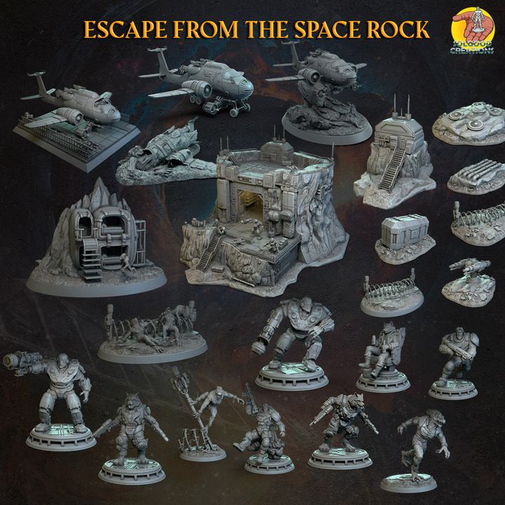 3D Printable Diorama - Escape from The Space Rock by SolGood Creations