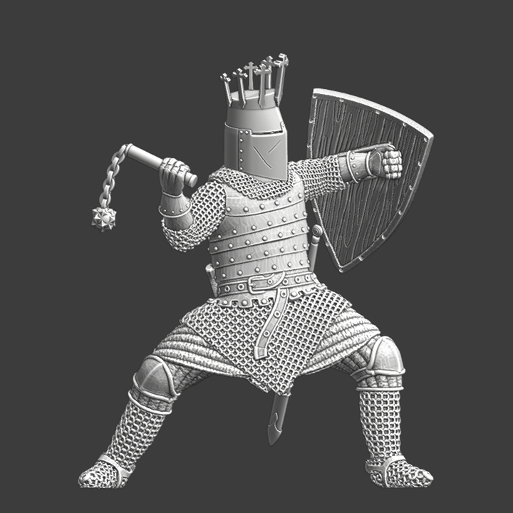 3D Printable Medieval crowned knight, fighting with flail by Northern ...
