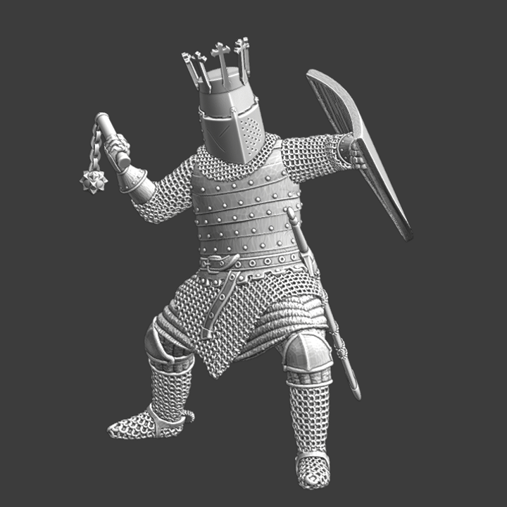 3D Printable Medieval crowned knight, fighting with flail by Northern ...