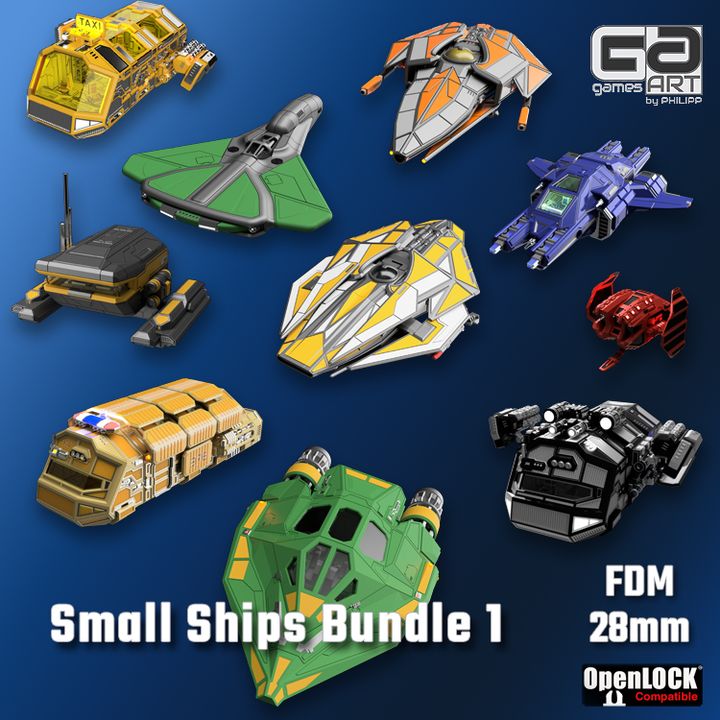 3D Printable Small Ships Bundle 1 by gamesART by Philipp